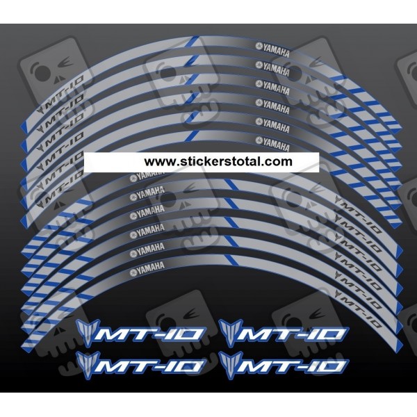Yamaha MT-10 wheel stickers decals rim stripes Laminated MT10 grey